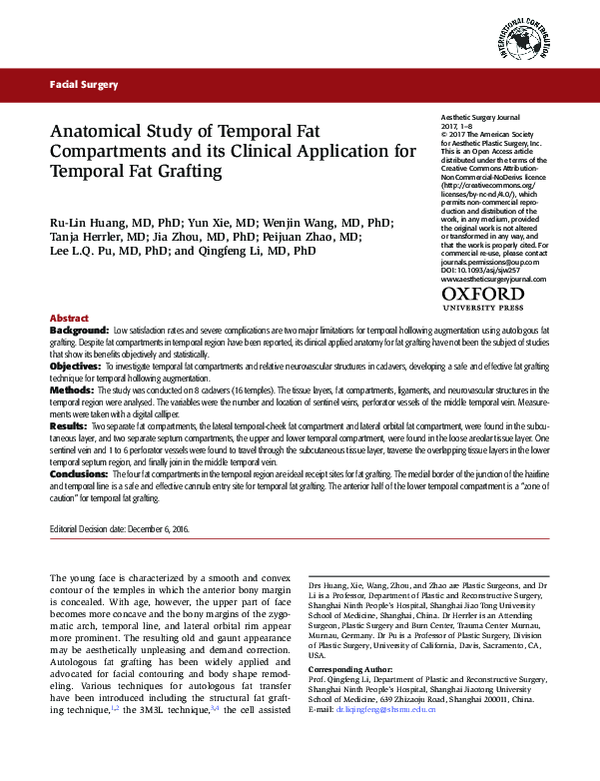 (PDF) Anatomical Study of Temporal Fat Compartments and its Clinical ...