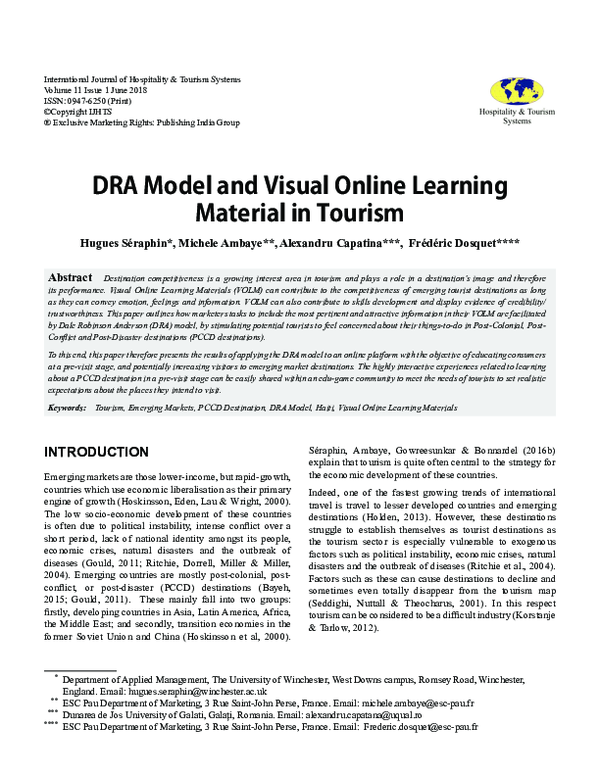 (PDF) DRA Model and Visual Online Learning Material in Tourism