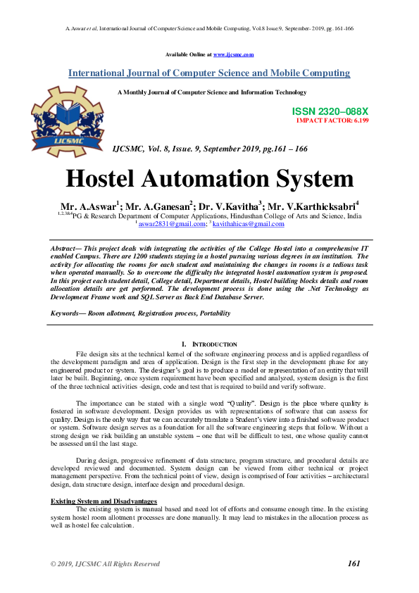 (PDF) Hostel Automation System﻿