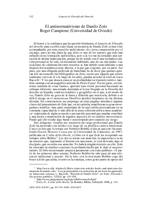(PDF) El antinormativismo de Danilo Zolo | Roger Campione - Academia.edu