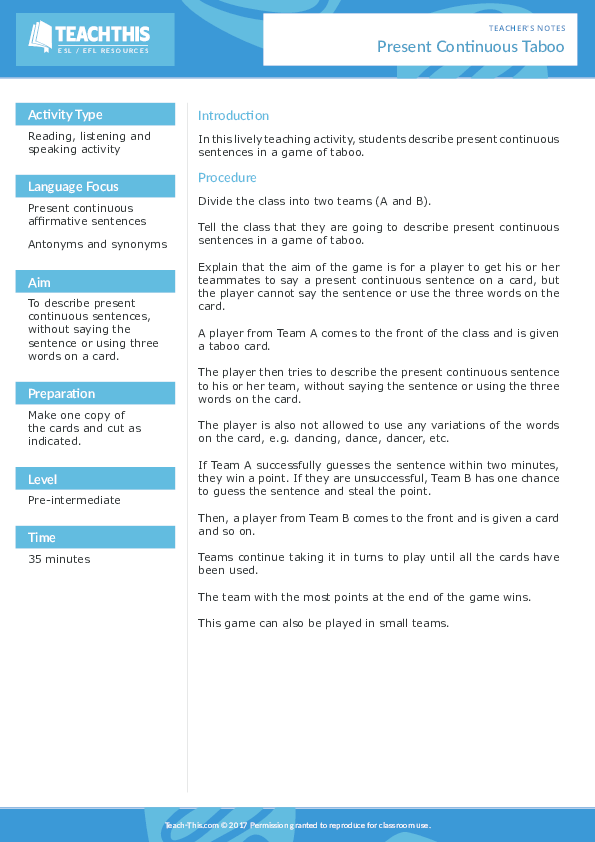 (PDF) Present continuous game