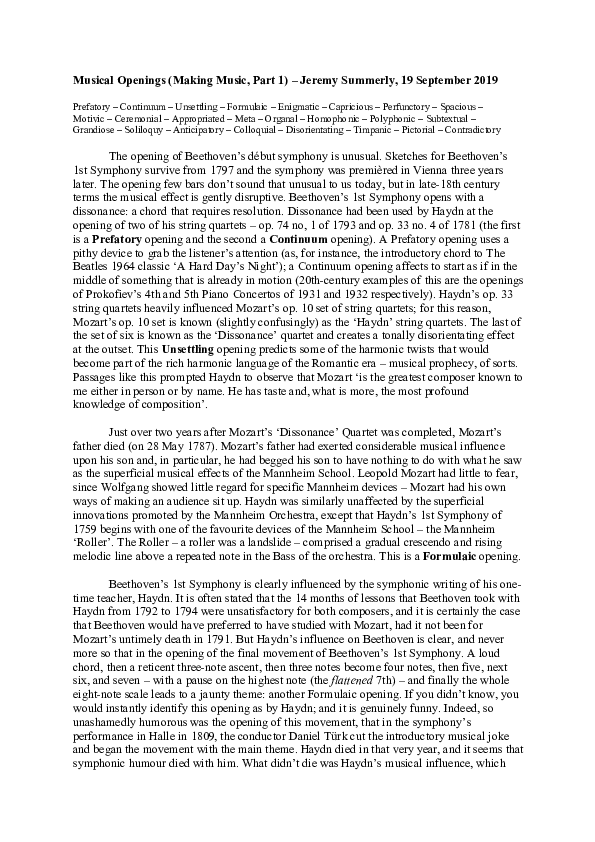 (PDF) Musical Openings