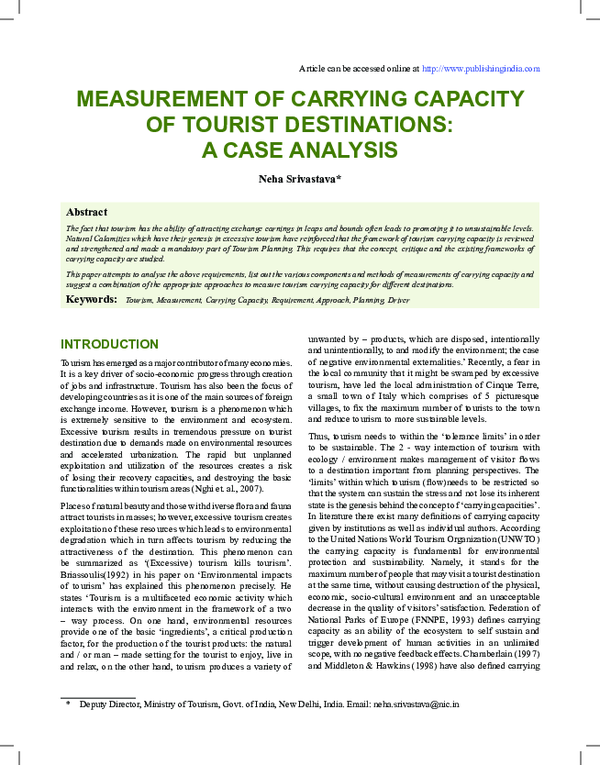 Tourism Carrying Capacity Framework