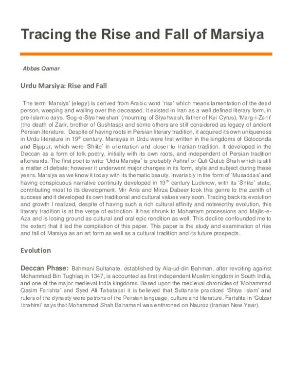 (PDF) Tracing the Rise and Fall of Marsiya