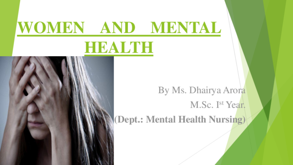 (PPT) Women & mental health ppt