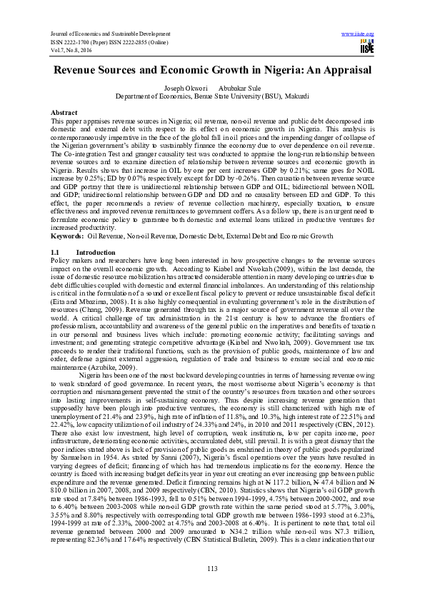 (PDF) Impact of Revenue Sources on Nigeria's Economic Growth