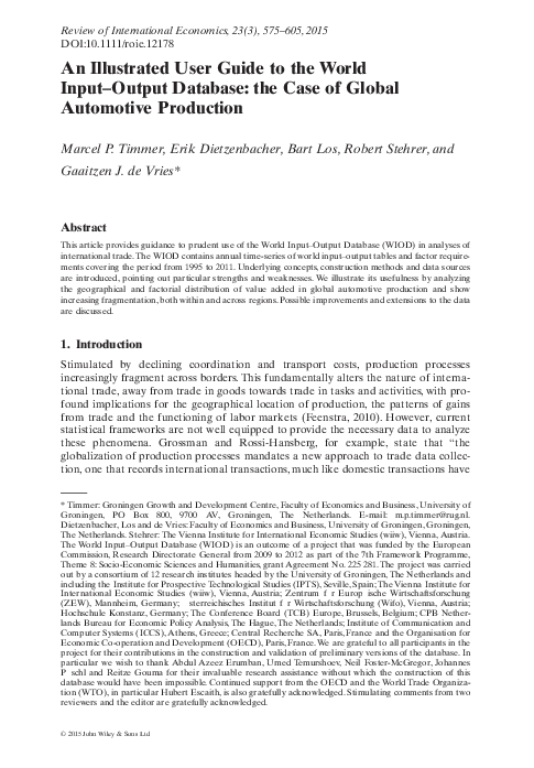Pdf An Illustrated User Guide To The World Input Output Database The