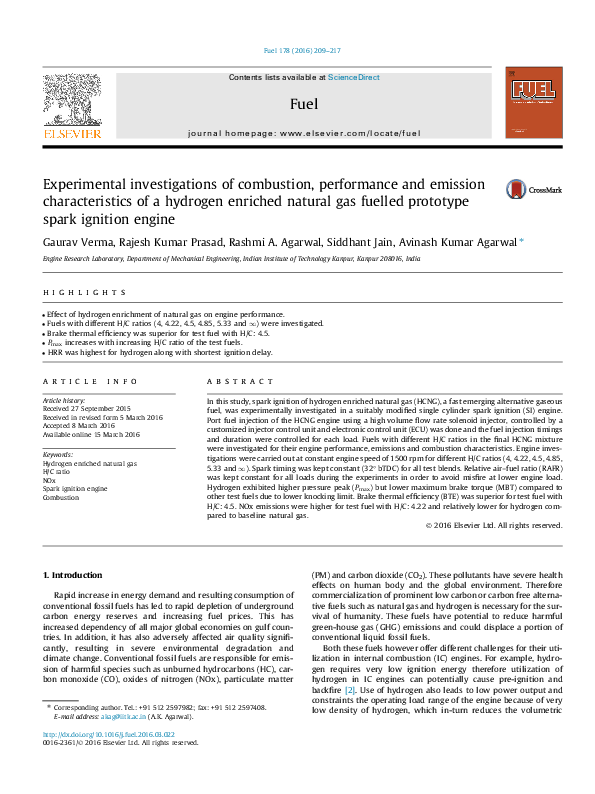 (PDF) Experimental investigations of combustion, performance and emission characteristics of a ...
