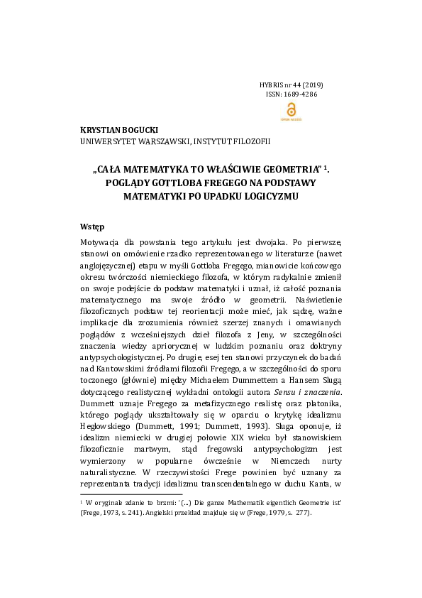 (PDF) "Cała matematyka to właściwie geometria”. Poglądy Gottloba ...
