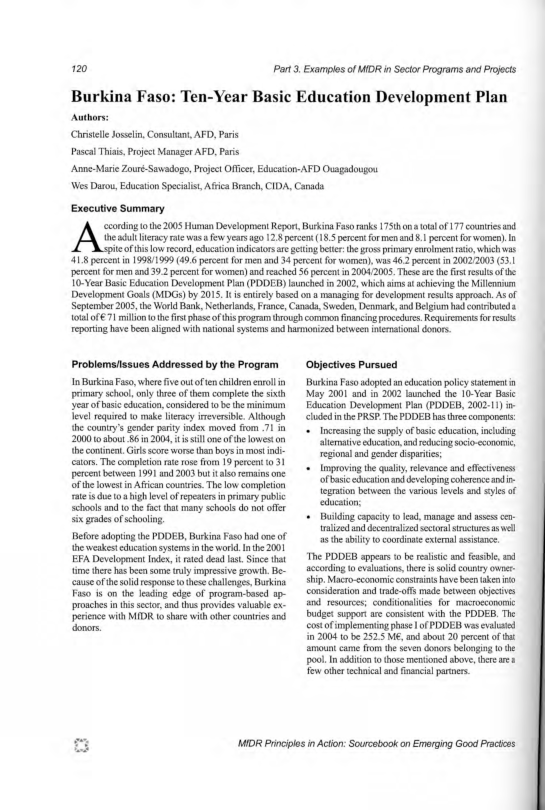 (PDF) Burkina Faso: Ten-Year Basic Education Development Plan