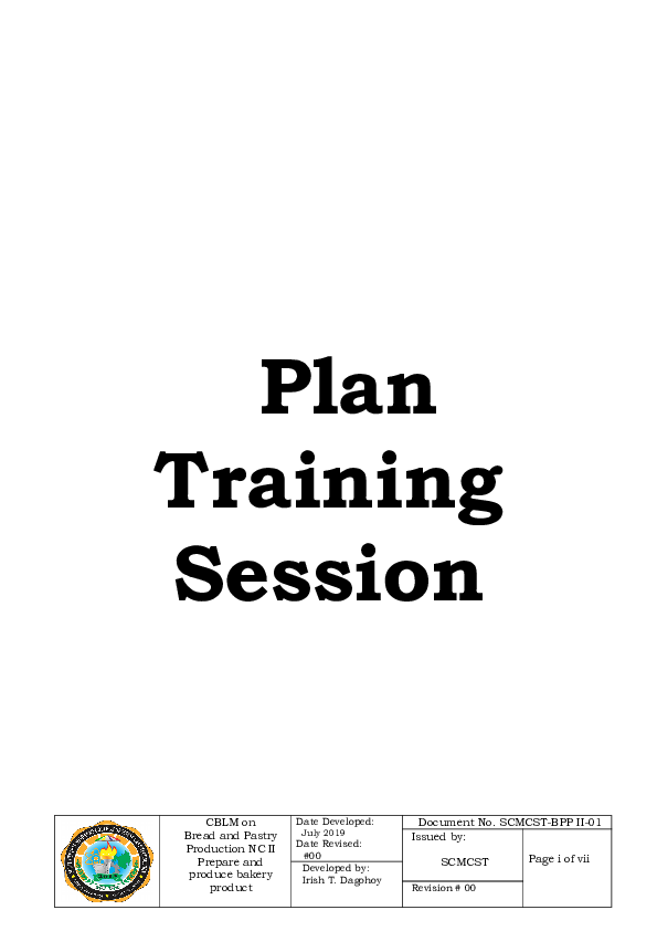 (DOC) Plan Training Session