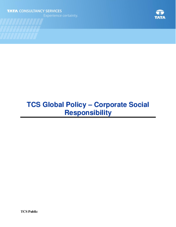 (PDF) TCS Public TCS Global Policy -Corporate Social Responsibility TCS ...