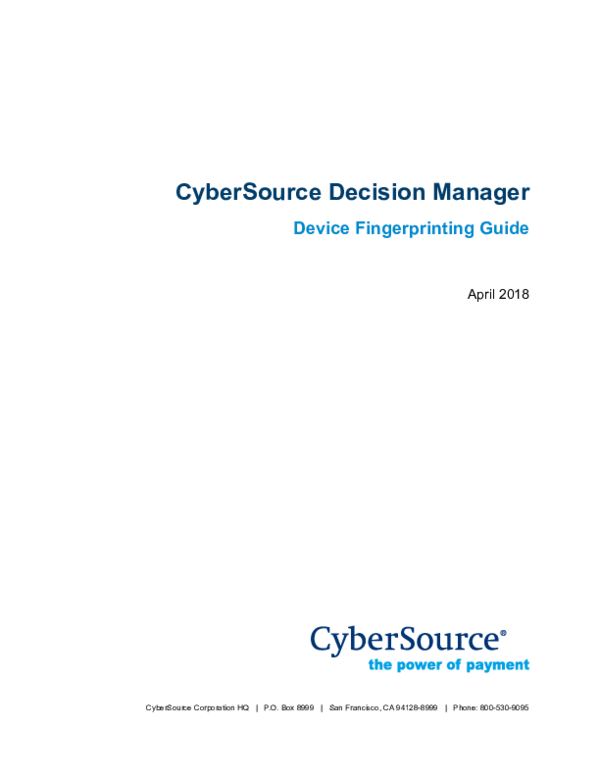(PDF) CyberSource Decision Manager Device Fingerprinting Guide