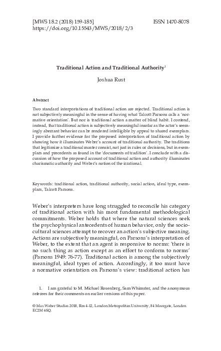 (PDF) Traditional Action and Traditional Authority