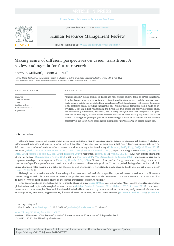 (PDF) Human Resource Management Review Making sense of different ...