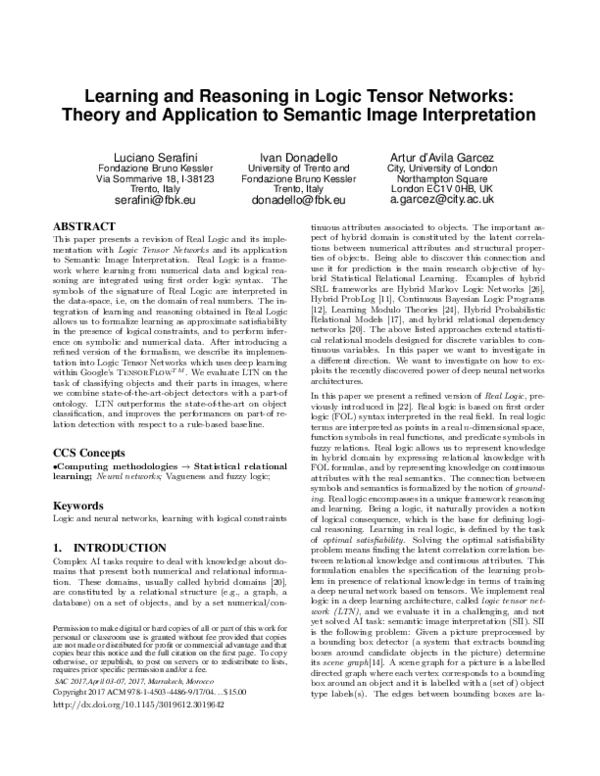 Pdf Learning And Reasoning In Logic Tensor Networks Theory And Application To Semantic Image