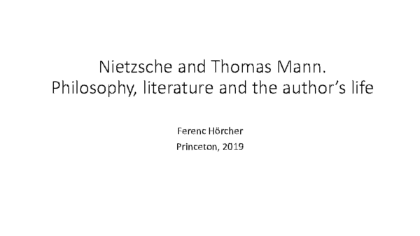 (PDF) Nietzsche and Thomas Mann. Philosophy, literature and the author ...