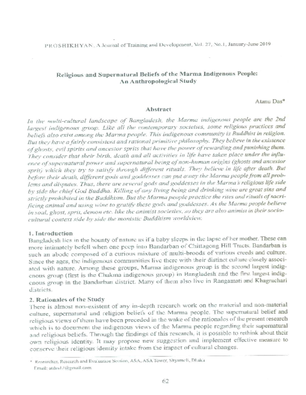 (PDF) Religious and Supernatural Beliefs of the Marma Indigenous People ...
