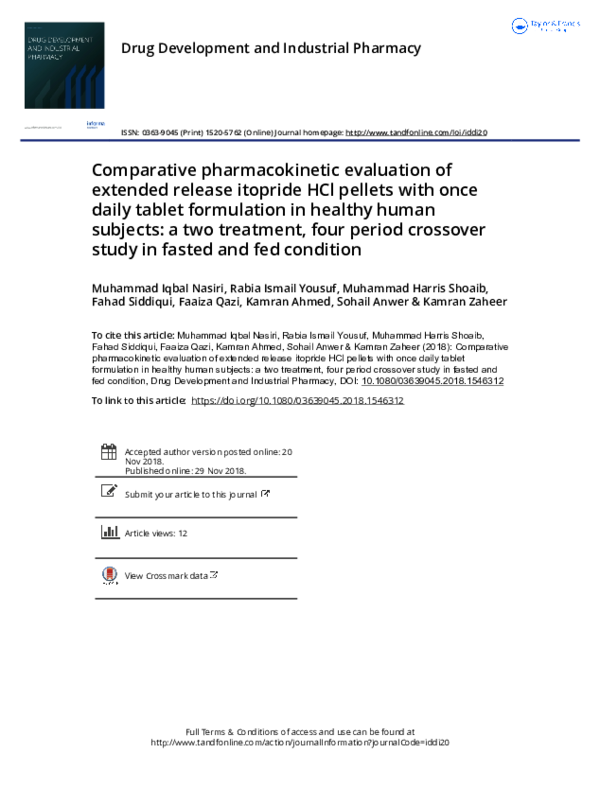 (PDF) Comparative pharmacokinetic evaluation of extended release ...