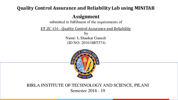(PDF) Quality Control Assurance and Reliability Lab using MINITAB