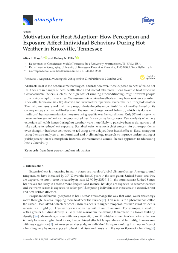 (PDF) Motivation for Heat Adaption: How Perception and Exposure Affect ...