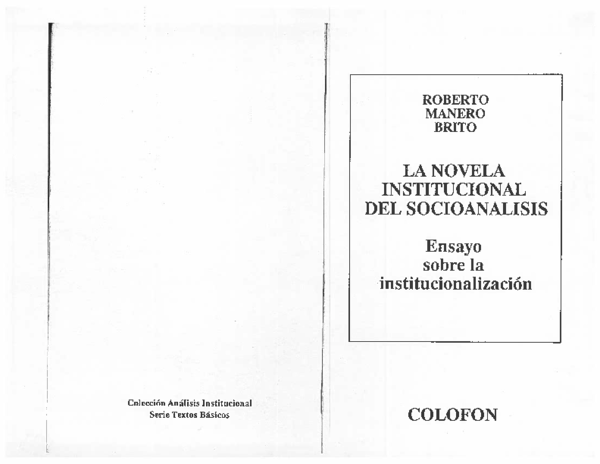 (PDF) La novela institucional del socioanálisis
