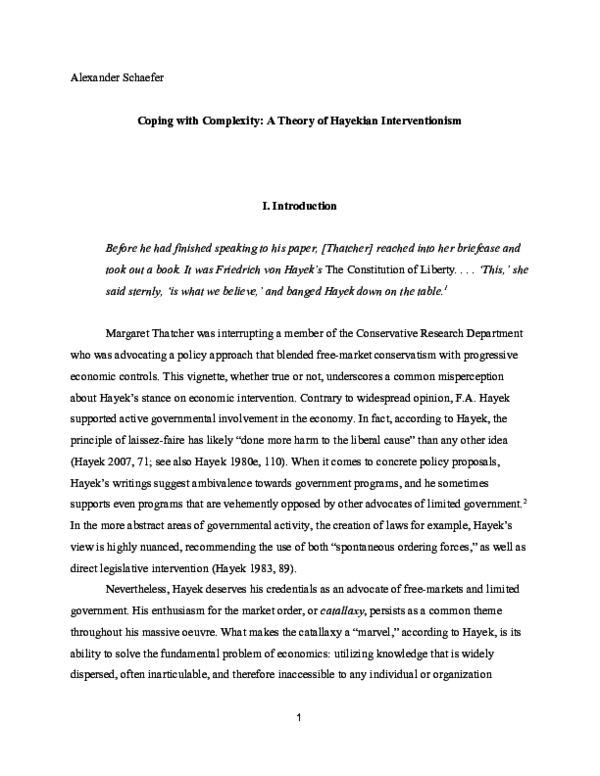 (PDF) Coping with Complexity: A Theory of Hayekian Interventionism