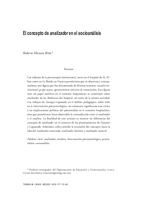 (PDF) El concepto de analizador en el socioanálisis