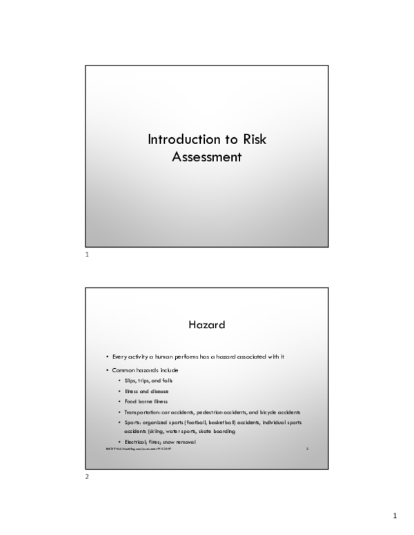 (PDF) Introduction to Risk Assessment Hazard