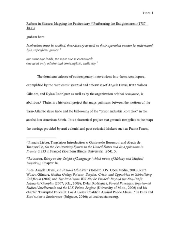 (PDF) Reform in Silence: Mapping the Penitentiary // Performing the ...