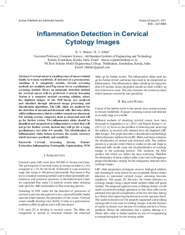(PDF) Inflammation Detection in Cervical Cytology Images