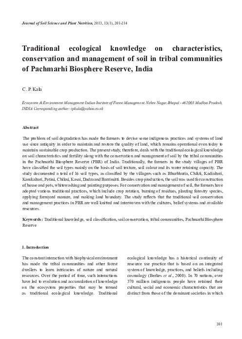 (PDF) Traditional ecological knowledge on characteristics, conservation ...