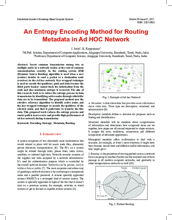 (PDF) An Entropy Encoding Method for Routing Metadata in Ad HOC Network