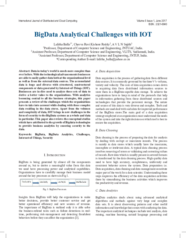 (PDF) BigData Analytical Challenges with IOT
