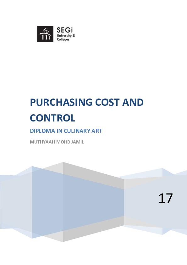 (PDF) PURCHASING COST AND CONTROL DIPLOMA IN CULINARY ART