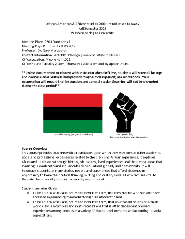 (PDF) Syllabus: Introduction to African American and African Studies ...