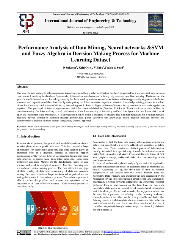 Pdf Performance Analysis Of Data Mining Neural Networks Andsvm And Fuzzy Algebra In Decision