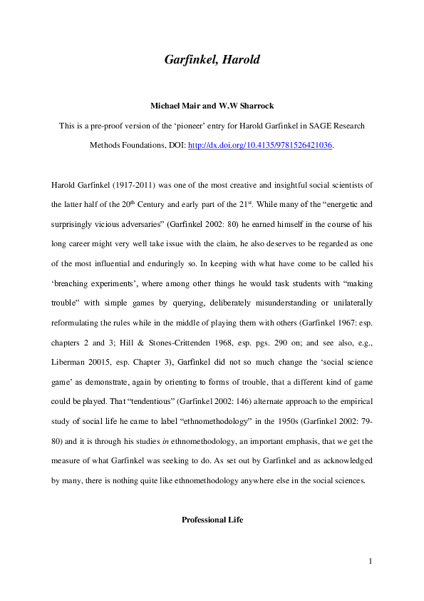 (PDF) Harold Garfinkel