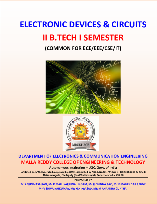 (PDF) ELECTRONIC DEVICES & CIRCUITS II B.TECH I SEMESTER (COMMON FOR ...