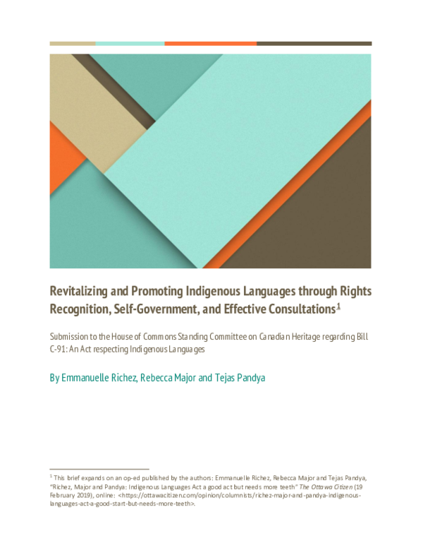 (PDF) Revitalizing and Promoting Indigenous Languages through Rights ...