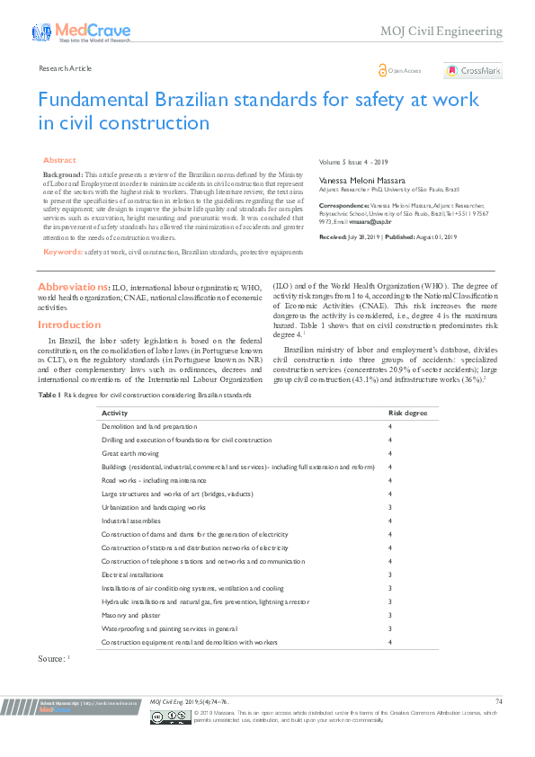 (PDF) Fundamental Brazilian standards for safety at work in civil ...