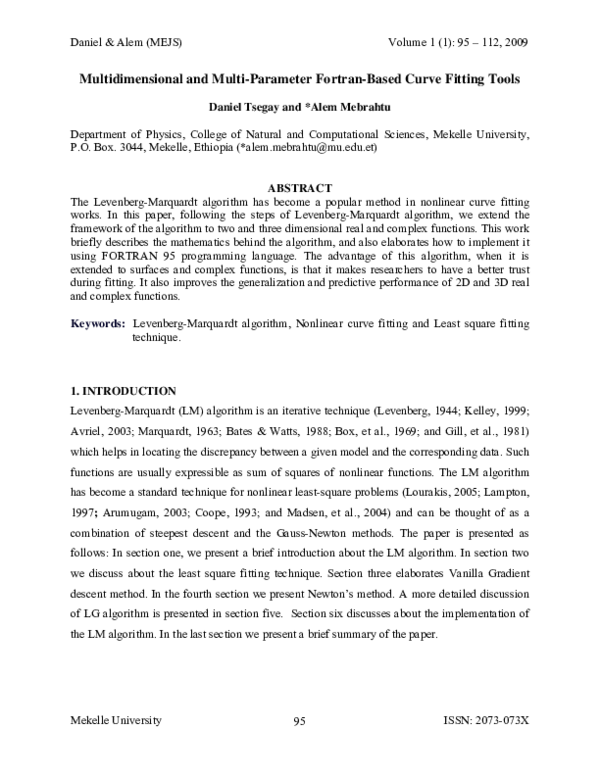 Pdf Multidimensional And Multi Parameter Fortran Based Curve Fitting Tools 4518