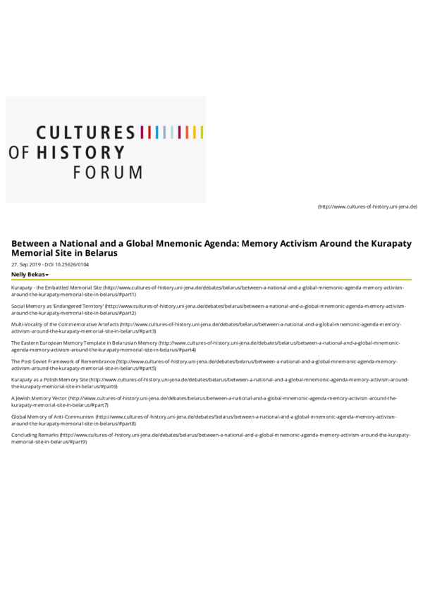 (PDF) Between a National and a Global Mnemonic Agenda: Memory Activism ...