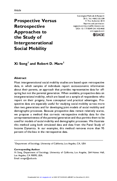(PDF) Prospective Versus Retrospective Approaches to the Study of ...