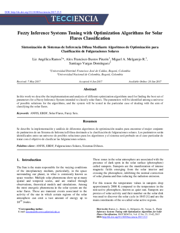Pdf Fuzzy Inference Systems Tuning With Optimization Algorithms For