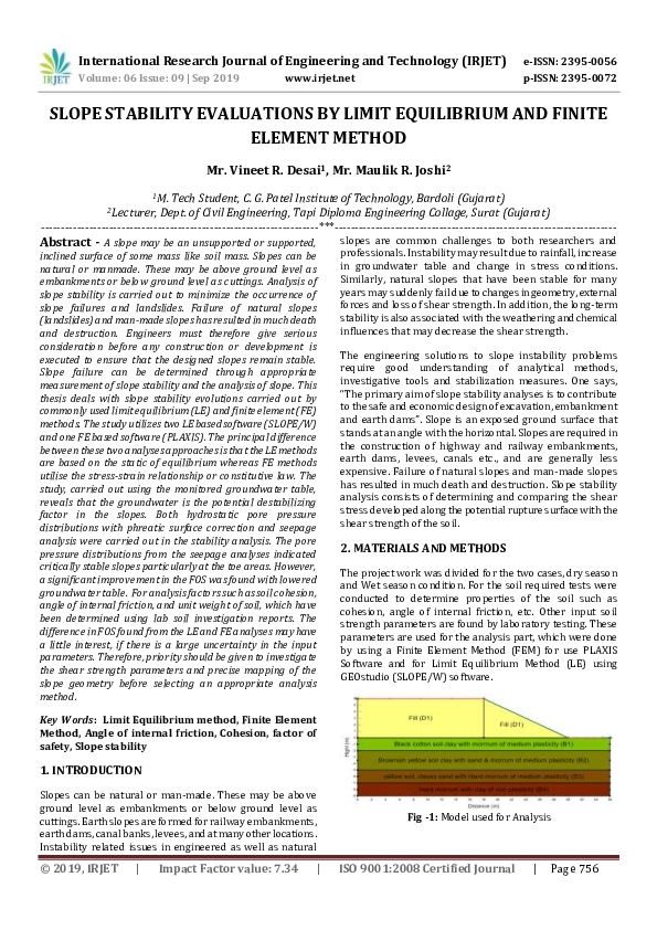 (PDF) IRJET- SLOPE STABILITY EVALUATIONS BY LIMIT EQUILIBRIUM AND FINITE ELEMENT METHOD