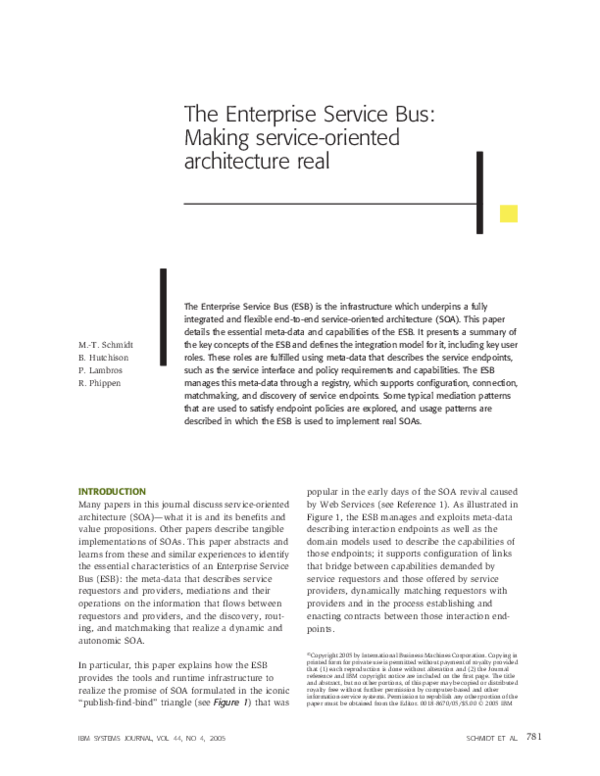 (PDF) The enterprise service bus: making service-oriented architecture real
