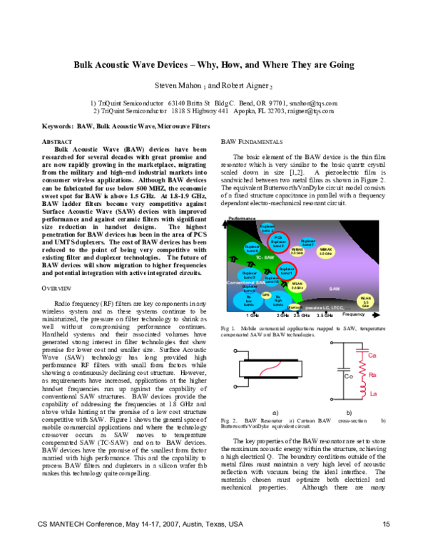 (PDF) Bulk Acoustic Wave Devices -Why, How, and Where They are Going