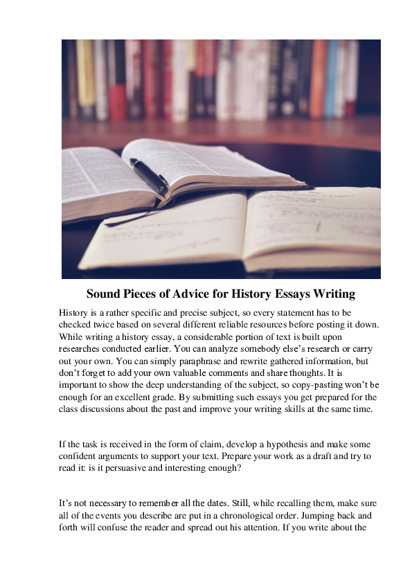 (PDF) Sound Pieces of Advice for History Essays Writing