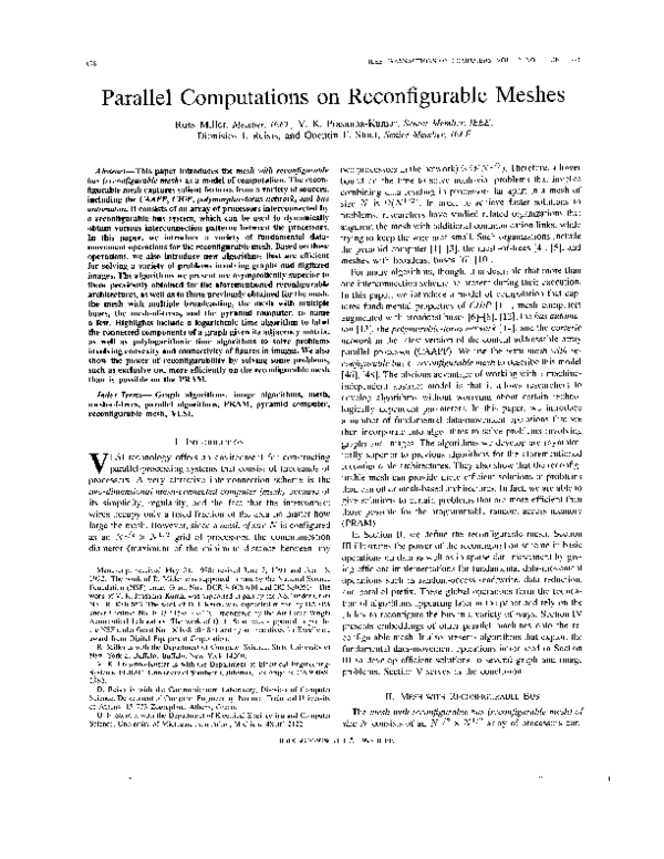 Pdf Parallel Computations On Reconfigurable Meshes